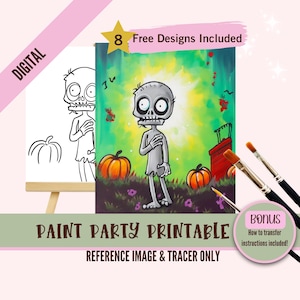 Skeleton Paint Party Printable, Halloween DIY Art Kit for Kids, Funny ...