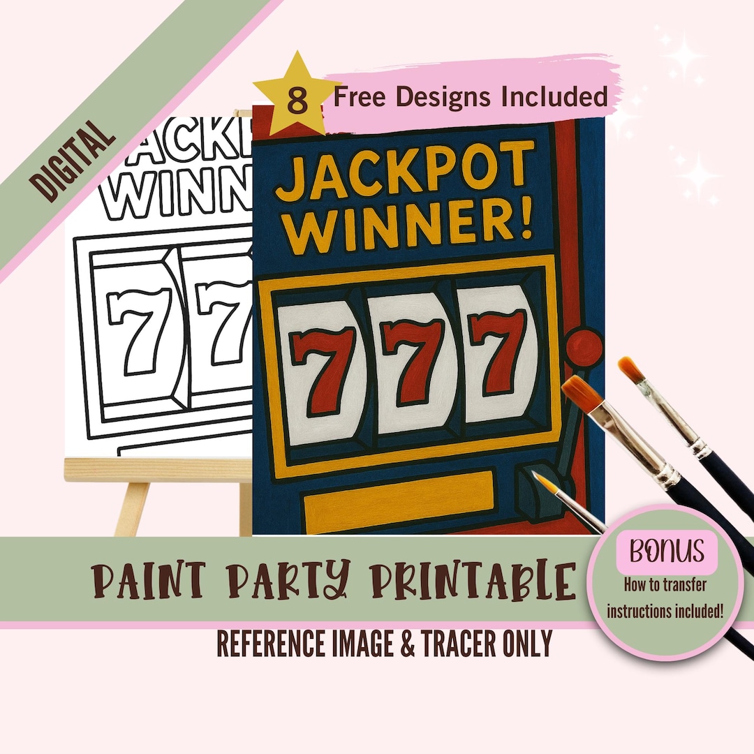 Casino Gambling Art Painting Party PNG Tracer, Slot Machine DIY Pre ...