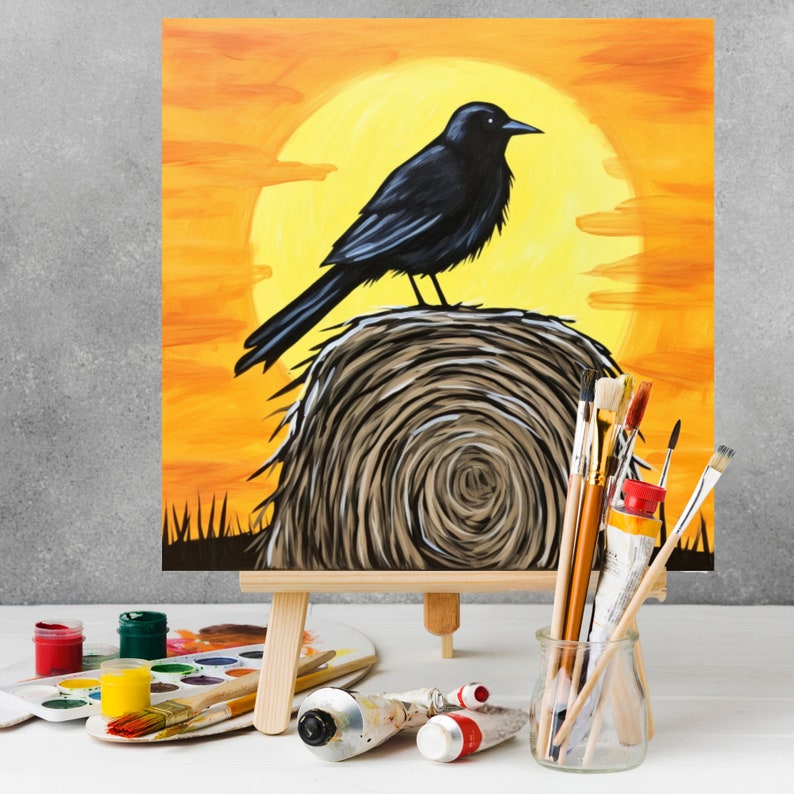 Fall Raven Painting Party Printable, Sublimation PNG Tracer Digital DIY ...