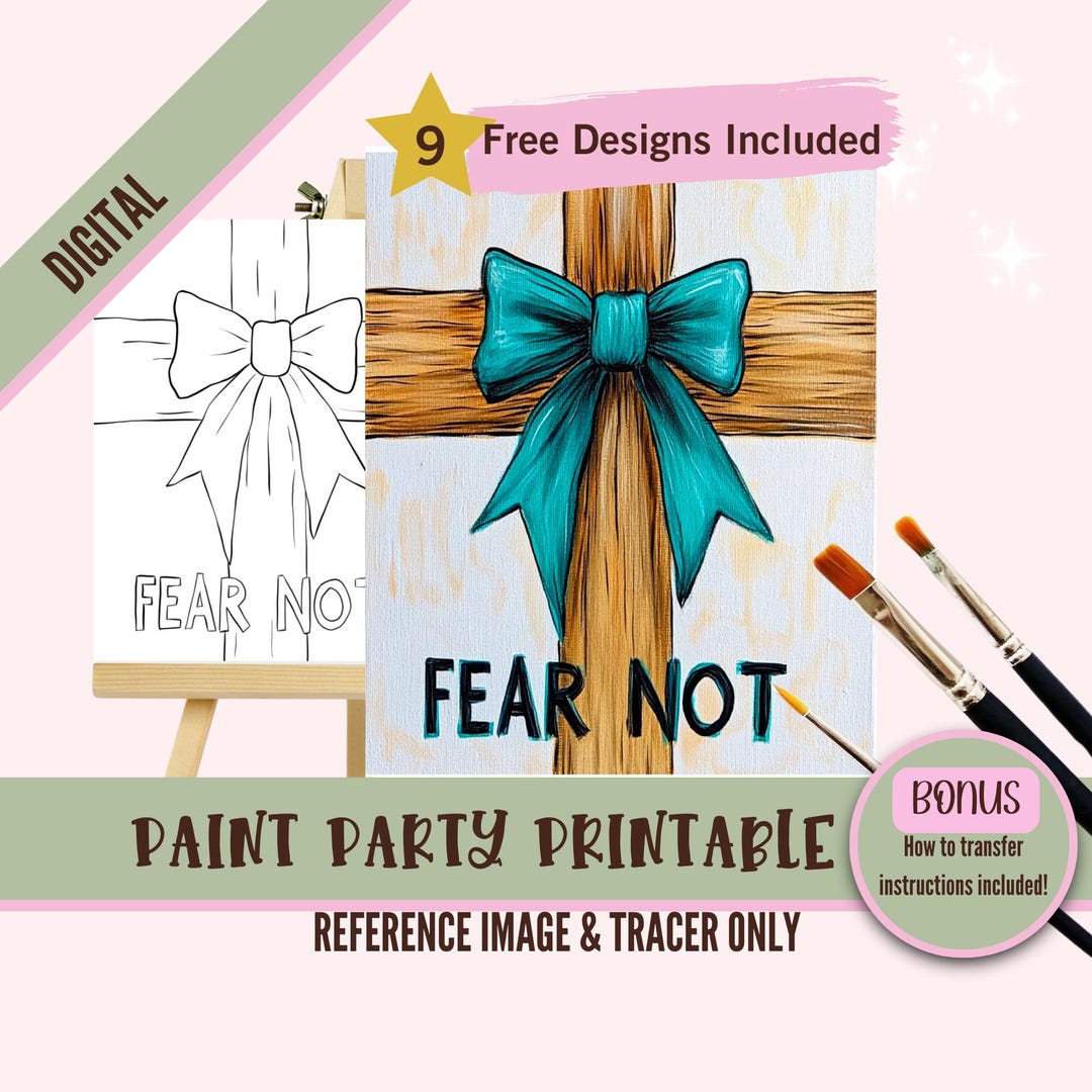 Christian Sip and Paint Downloadable Stencil Art, Religious DIY Acrylic ...