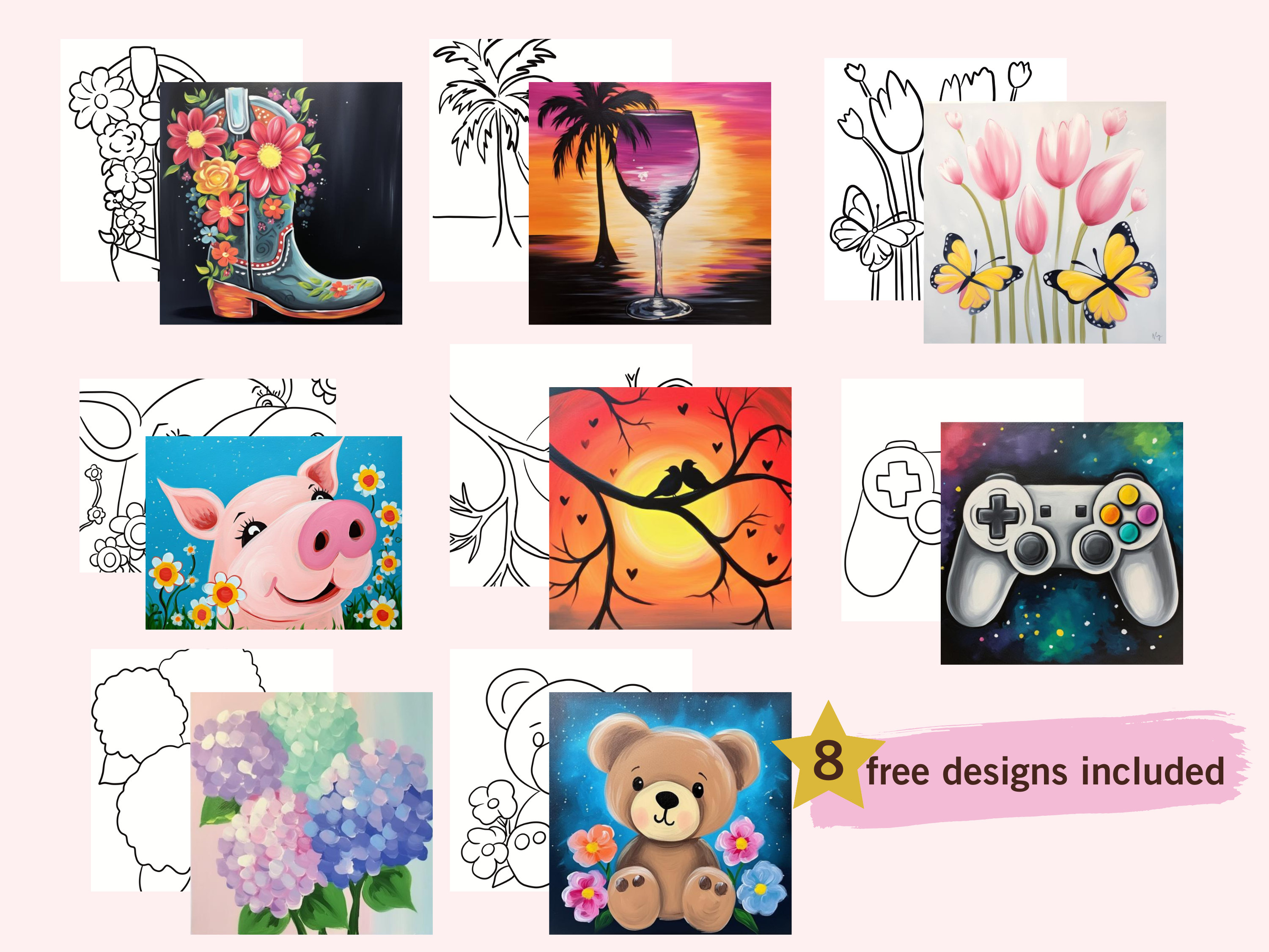 Adult Diy Paint Party Printable Toolkit for Parties, Sip and Paint Party Kits for Men, Guys ...