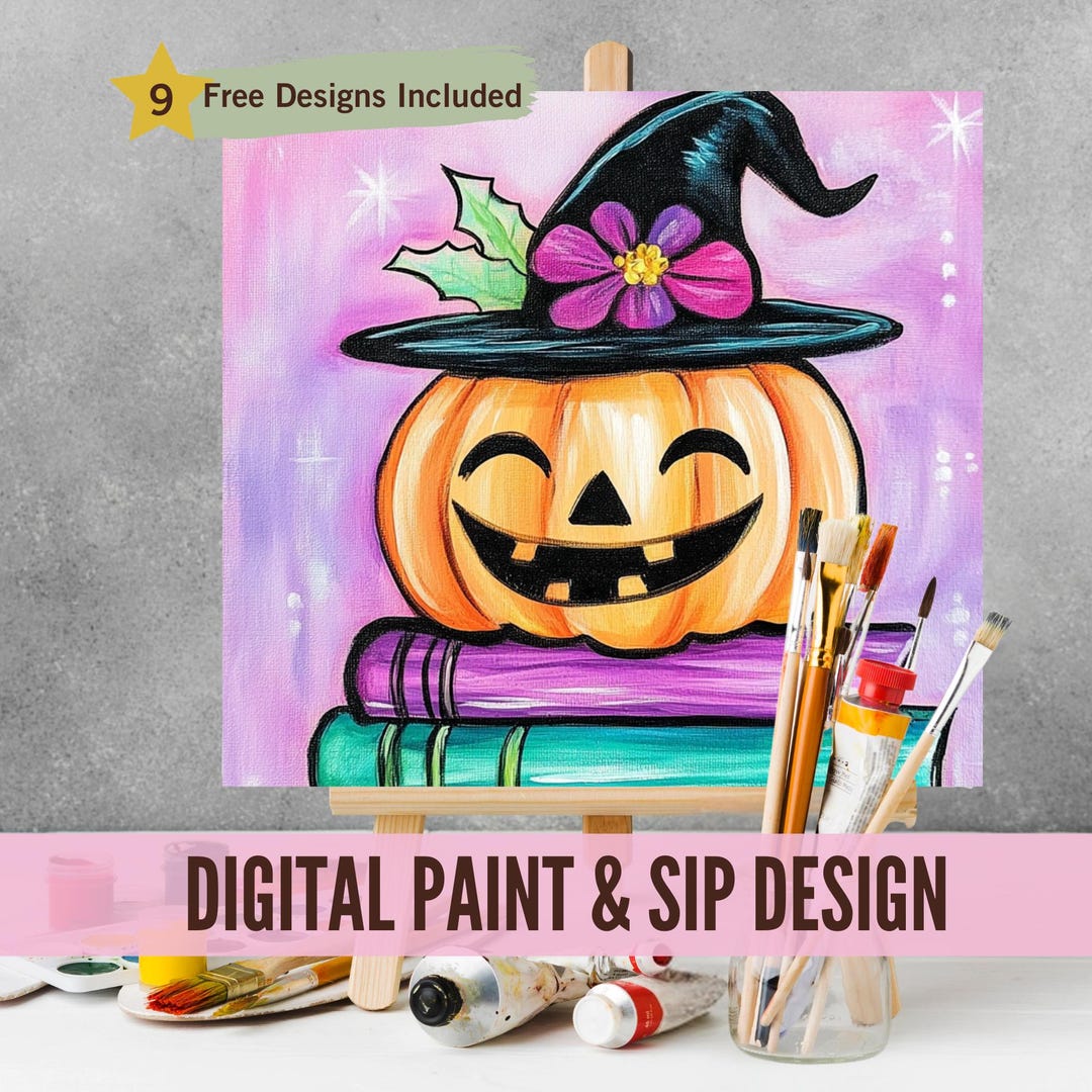 Cute Summerween Sip and Paint Downloadable Stencil Art, DIY Acrylic ...