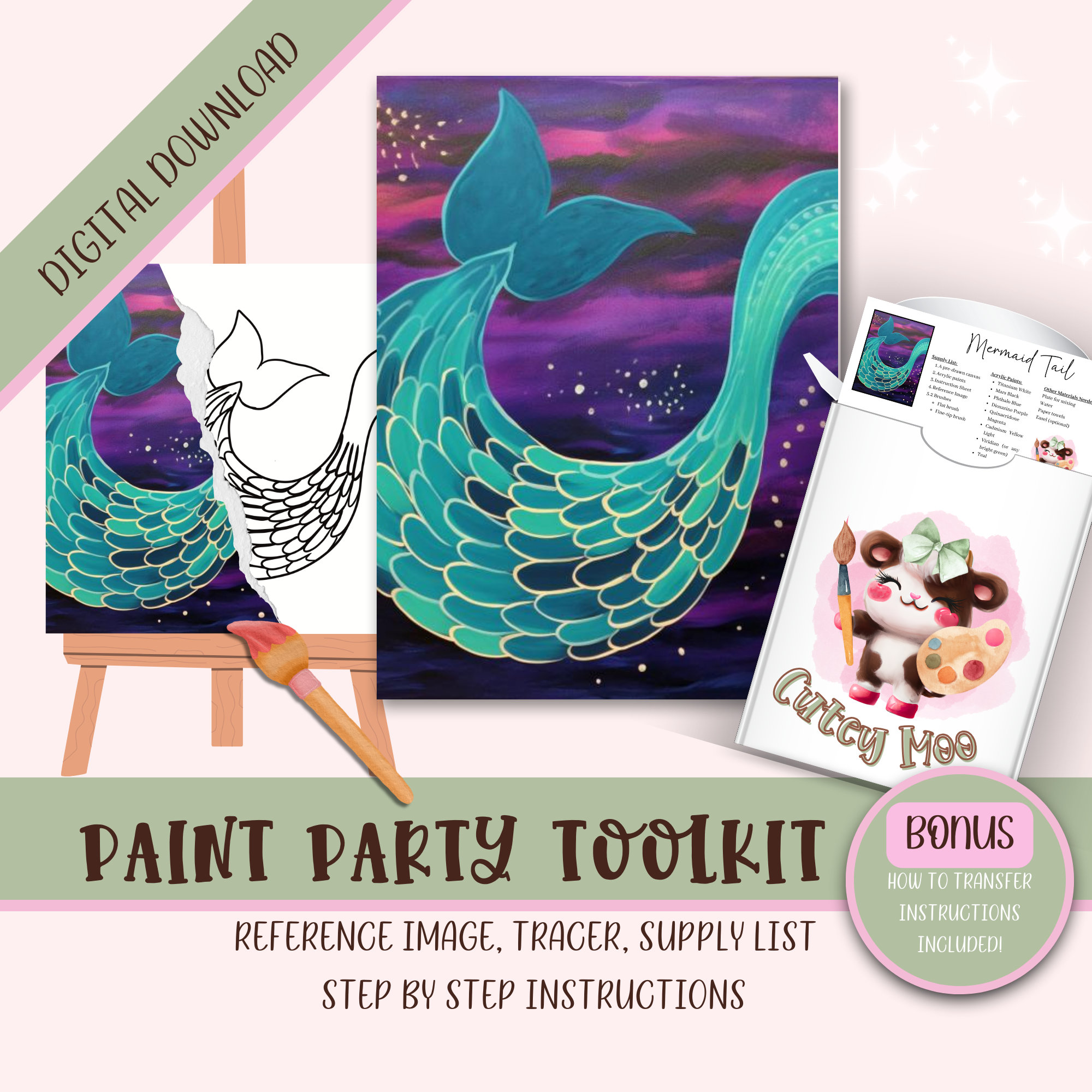 Diy Sip N Paint, Paint Party Printable for Adults & Kids, Paint and Sip ...