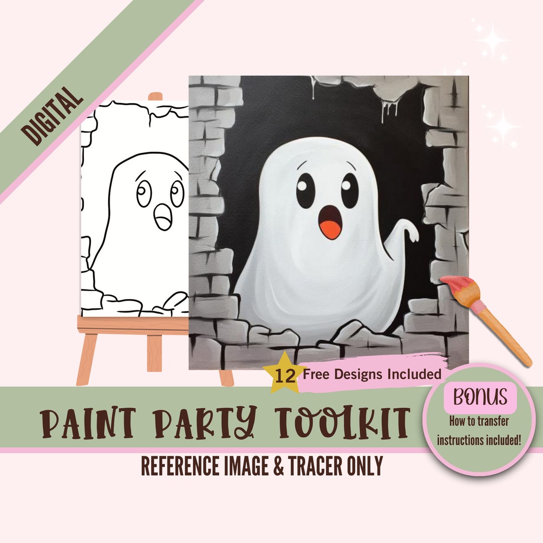 Halloween Ghost Paint Party Printable - Digital Painting Kit for Adults ...