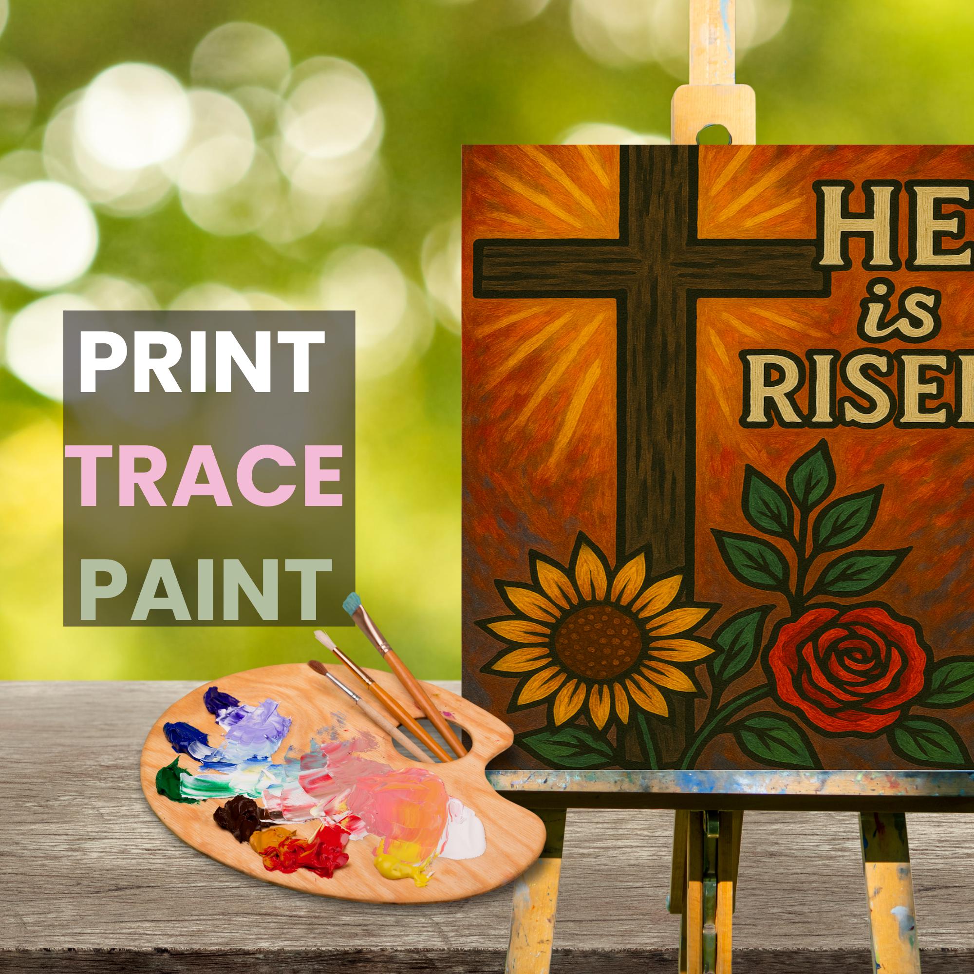 Easy Cross Paint Party Printable | Christian Religious Art Digital ...