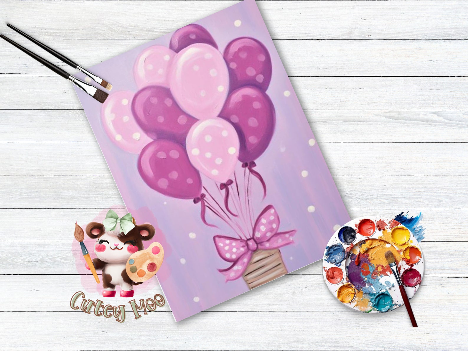 Pink Balloons Diy Paint Party Printable Toolkit for Parties, Birthday ...