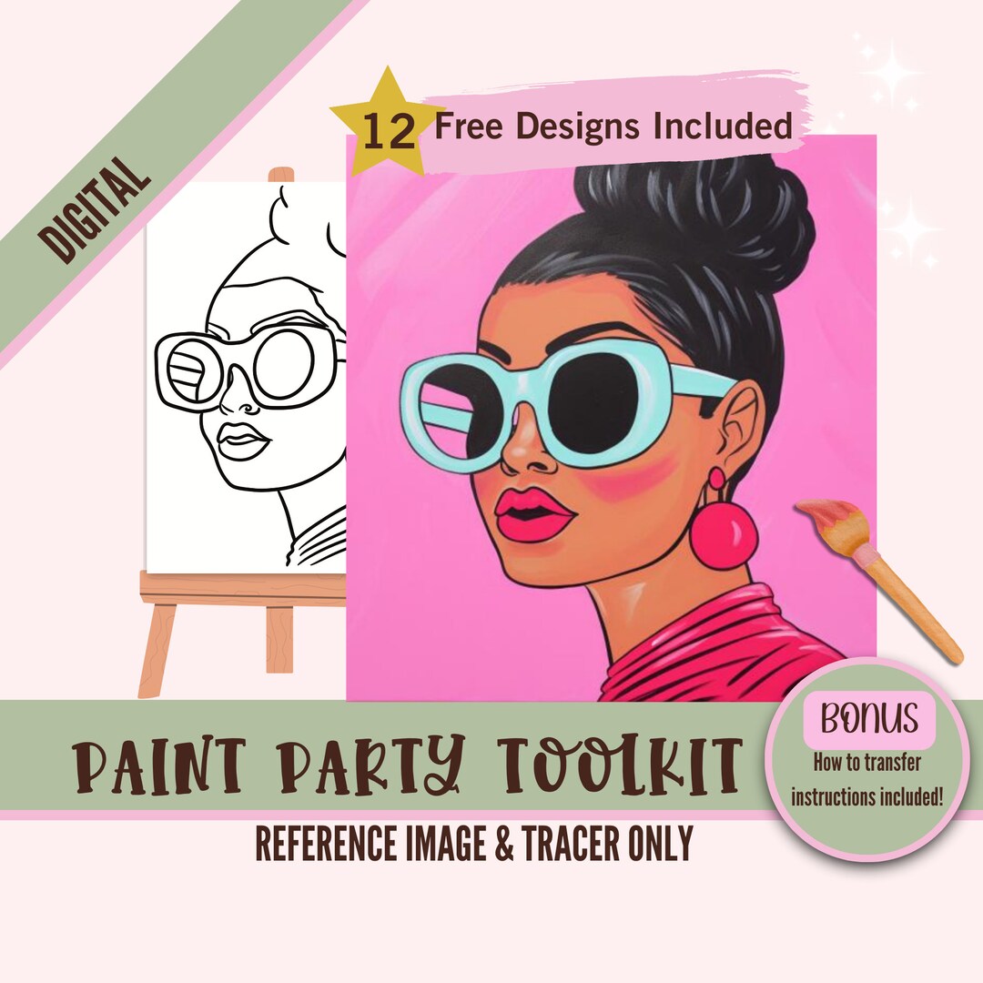 Messy Bun Painting Party Printable, Sublimation PNG Tracer - Digital ...