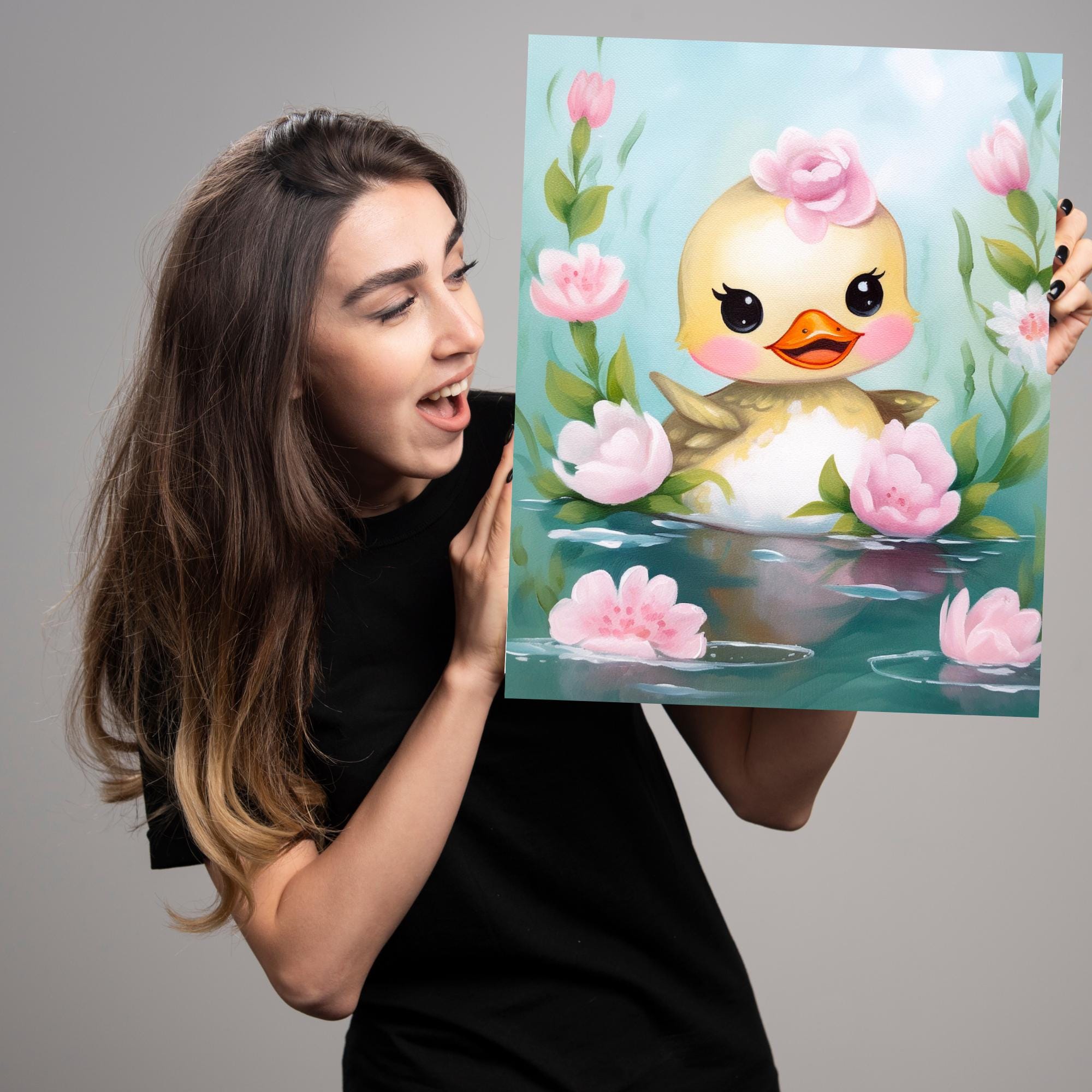 Floral Duck Paint Party Printable - Painting Template, DIY Art, Spring ...