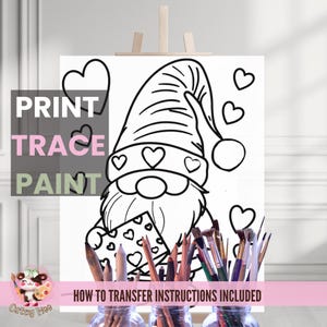 Valentine Gnome Paint Party Printable, Love Letter Canvas Art Template ...
