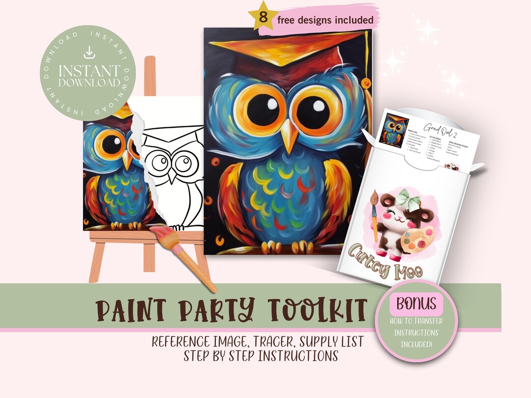 Graduation DIY Paint Party for Adults and Kids |pre-drawn | Art Party ...
