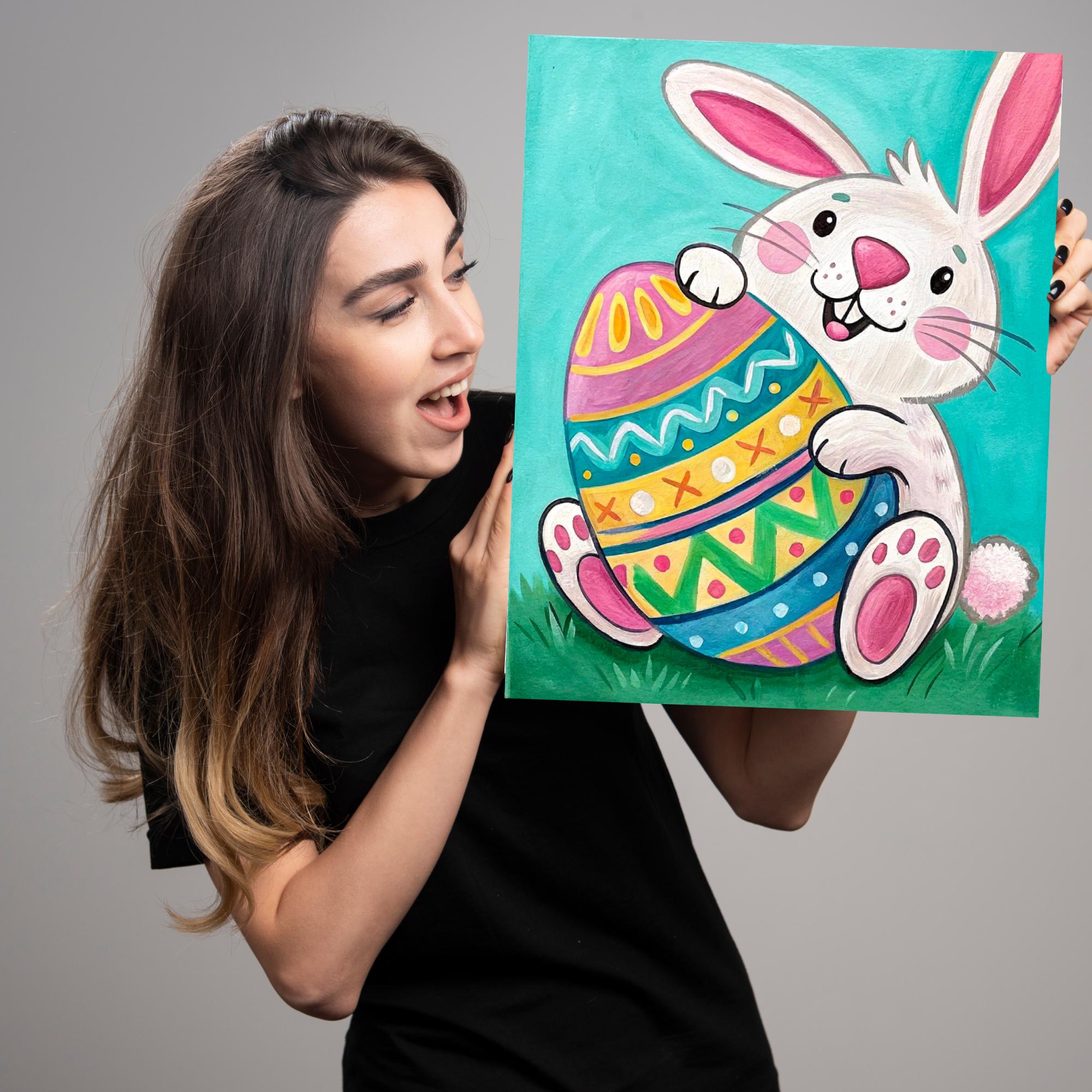Easter Bunny Paint Party Printable - Digital Painting Tracer, DIY ...