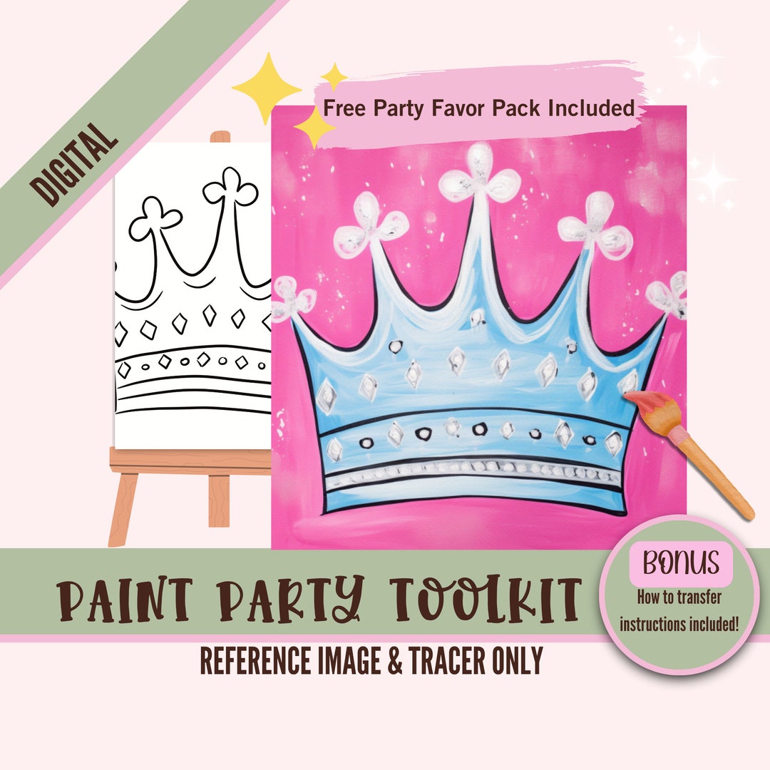 Fairy Tale Princess Crown Painting Party Printable, Sublimation DIY Art ...