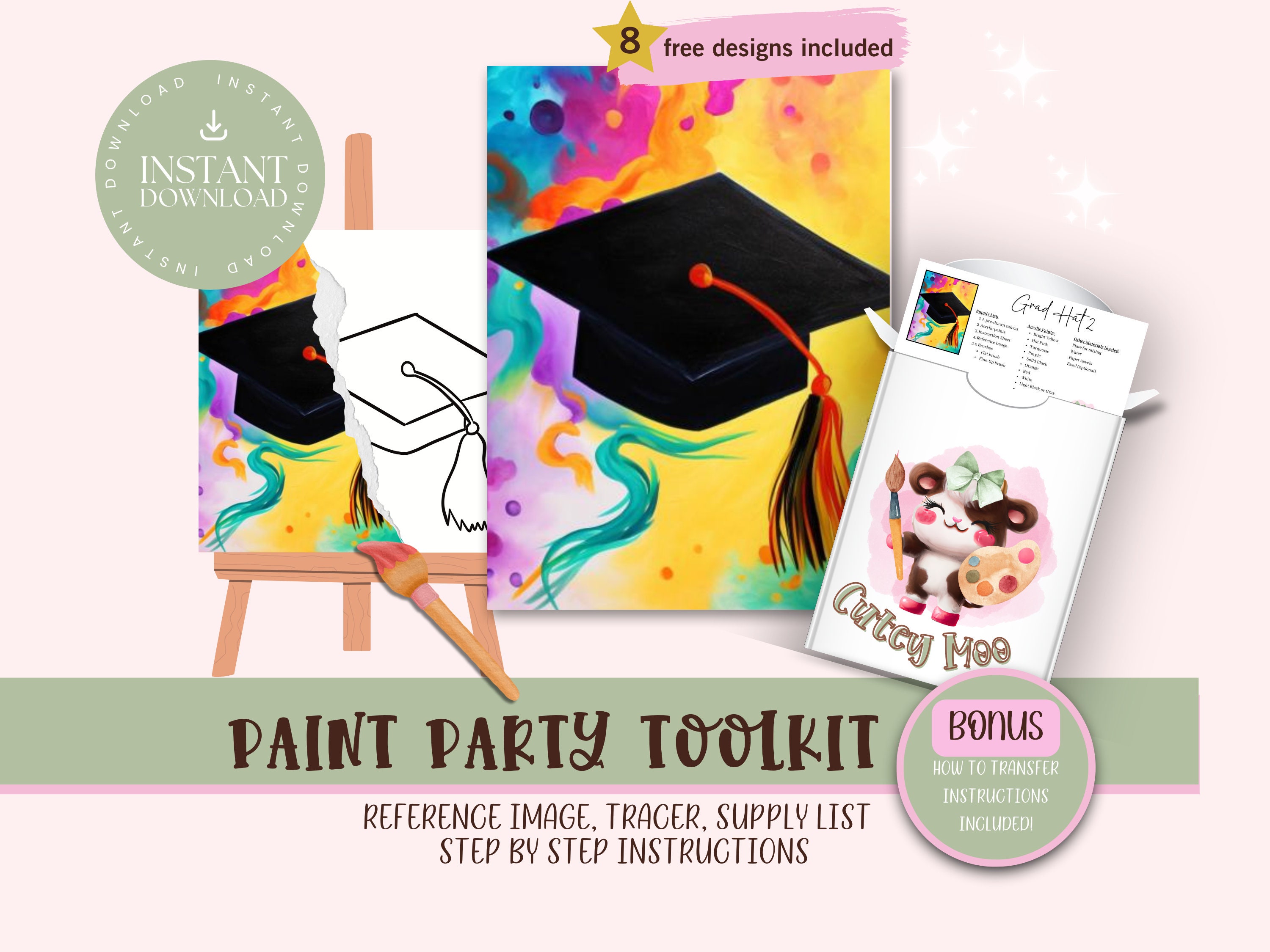 Graduation DIY Paint Party for Adults and Kids |pre-drawn | Art Party ...