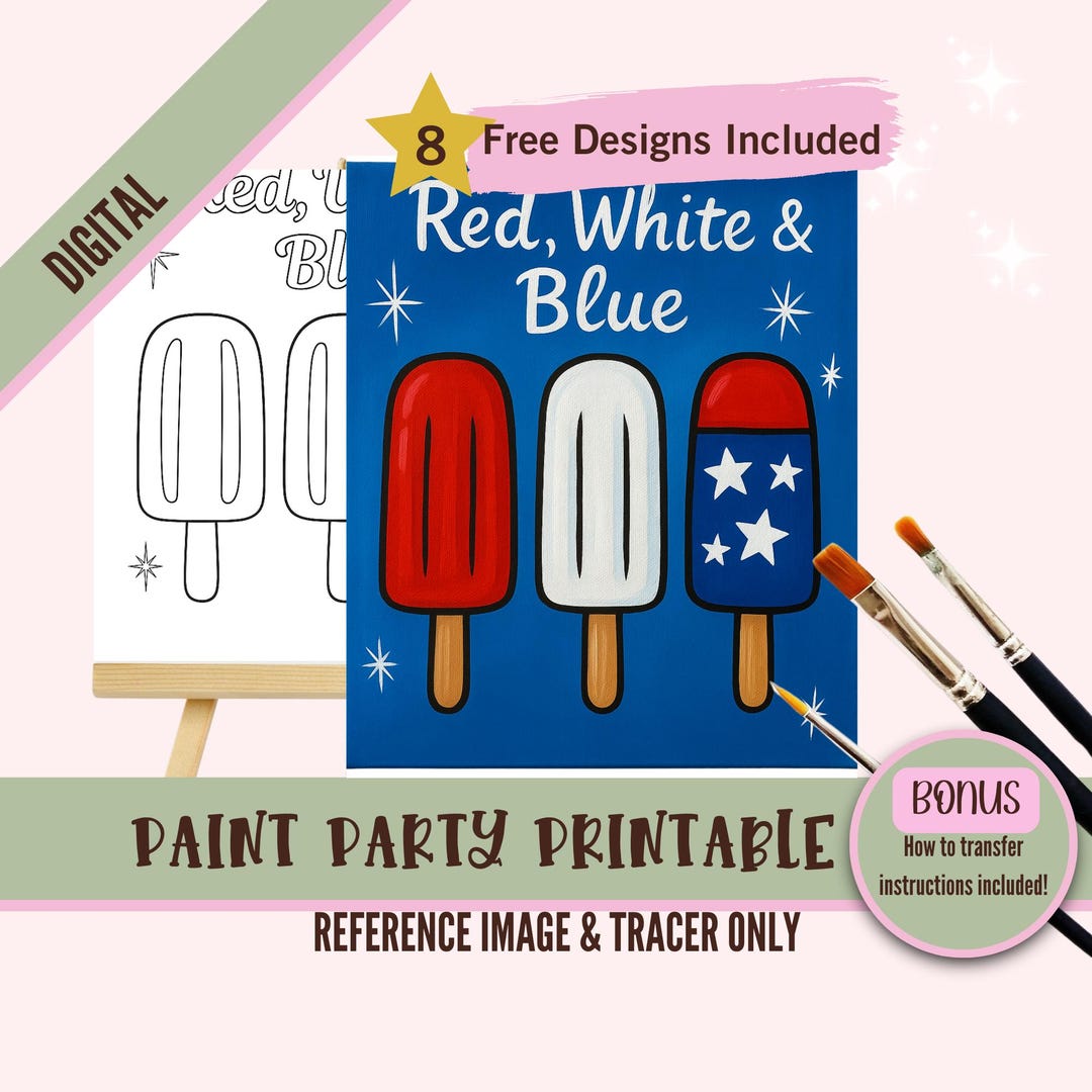 Red White Blue Popsicle Paint Party Printable | 4th of July Art | Bomb ...