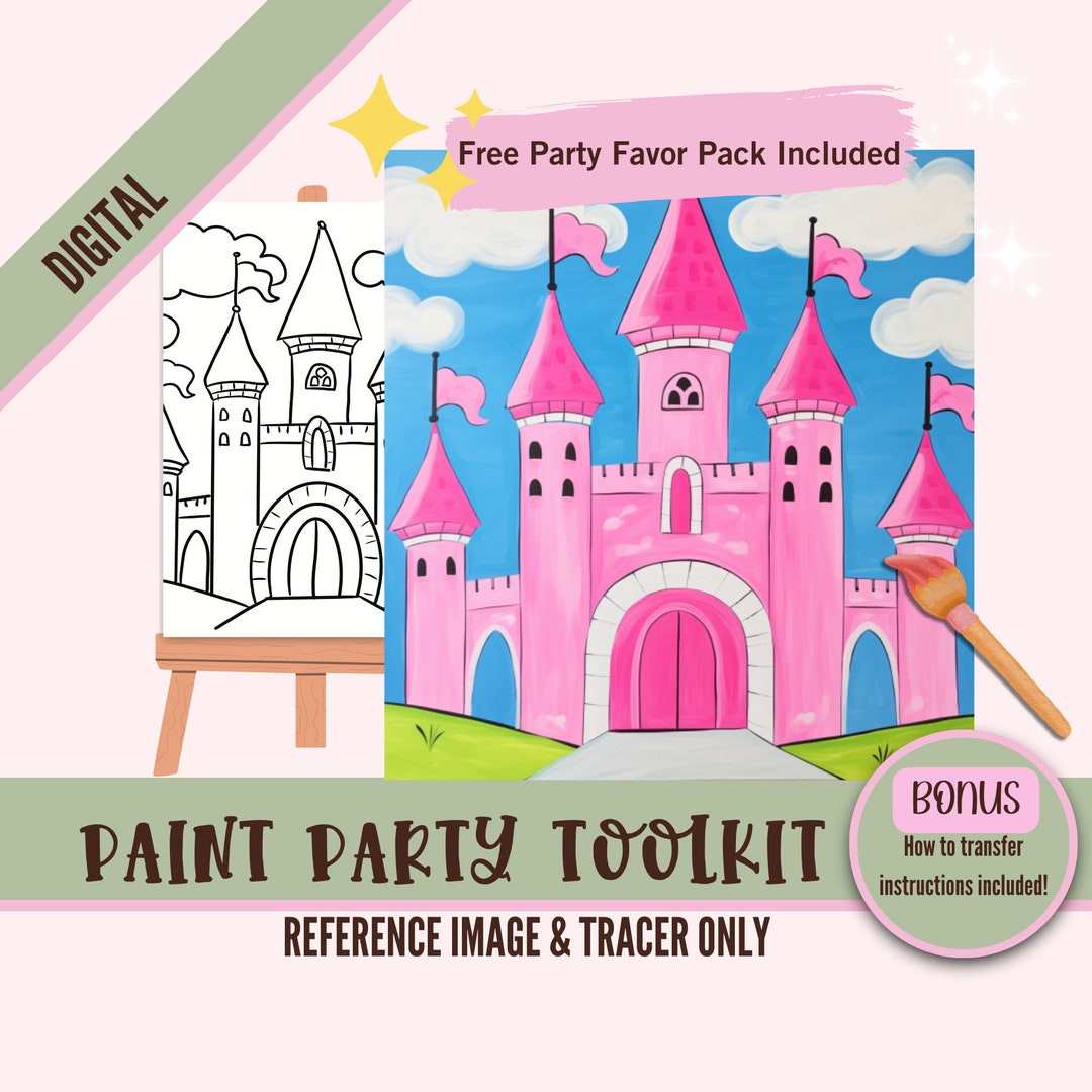 Fairy Tale Princess Castle Painting Party Printable, Sublimation PNG ...
