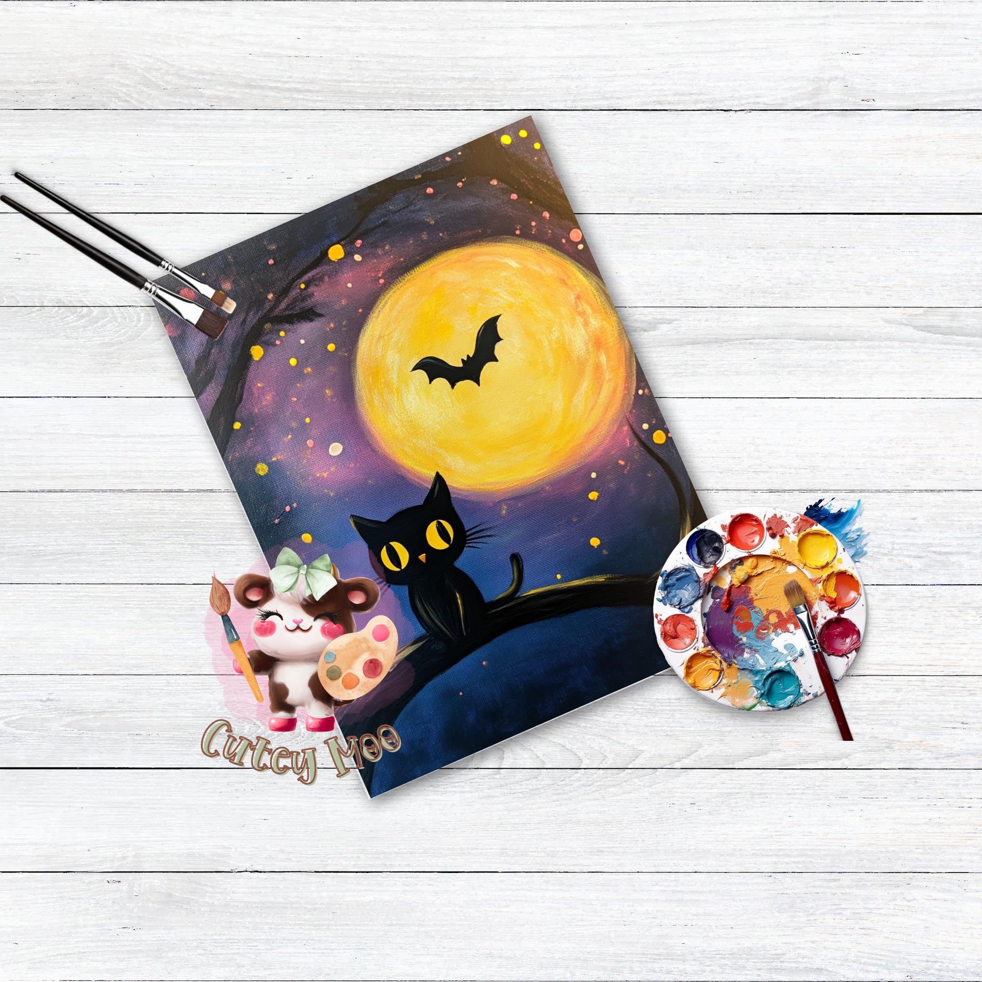 Ack Cat Halloween Paint Party Printable, DIY Kids Painting Kit With ...