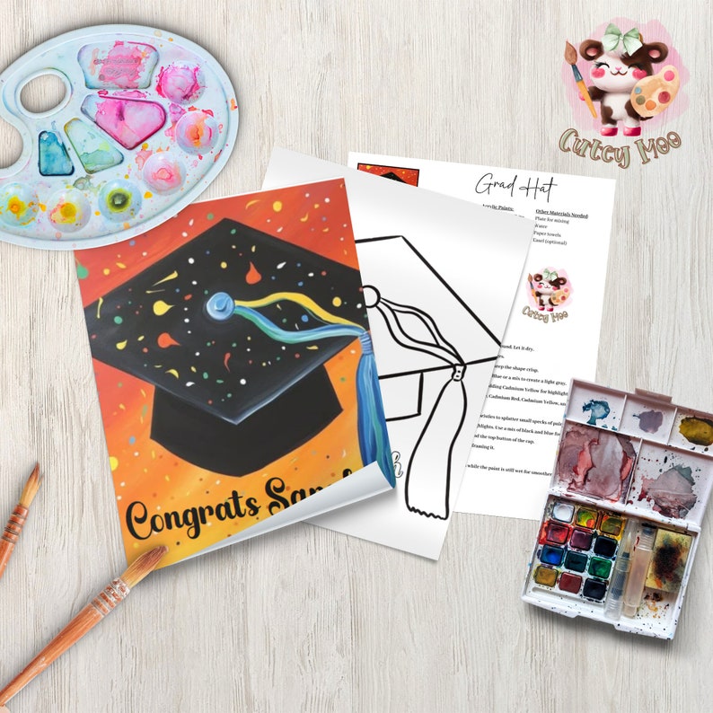 Personalized Grad DIY Paint Party Printable Kit, Custom Sip and Paint ...
