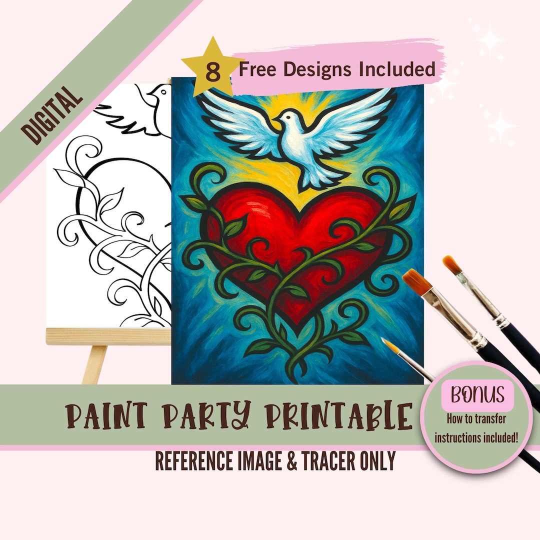God's Love Paint Party Printable | Christian Faith Art Digital Download ...