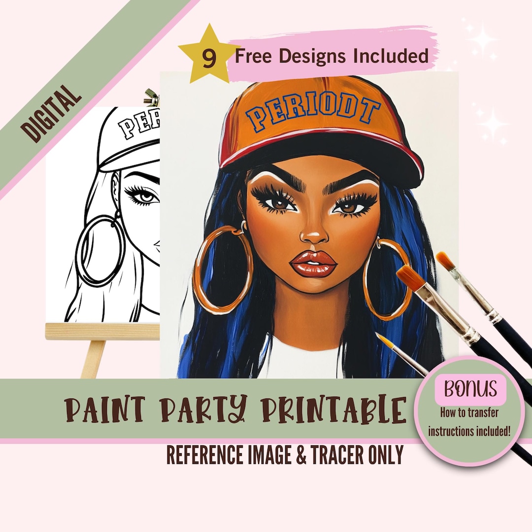 Ladies Night Out Sip and Paint Party Kit Canvas, Pre Drawn Template for ...