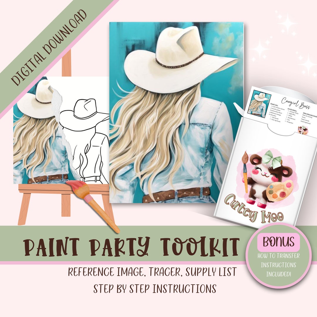 Adult DIY Paint Party Printable, Pre Drawn Outline Canvas, Ladies Night ...