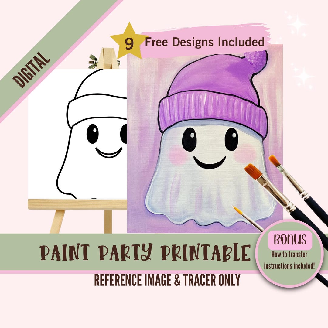 Cute Summerween Sip and Paint Downloadable Stencil Art, DIY Acrylic ...