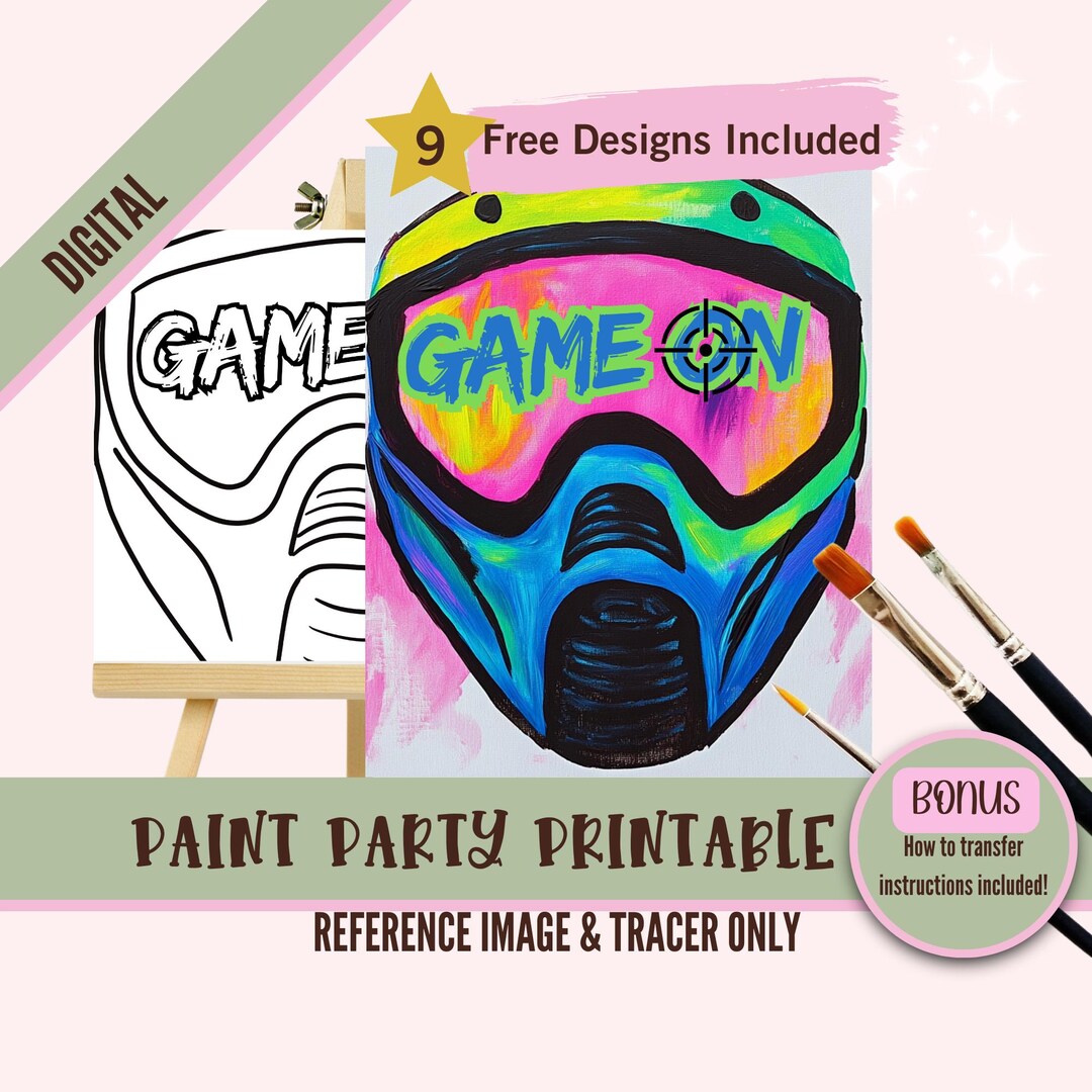 Paintball Party Printable, Splatter Paint Art Template, DIY Paint Night ...