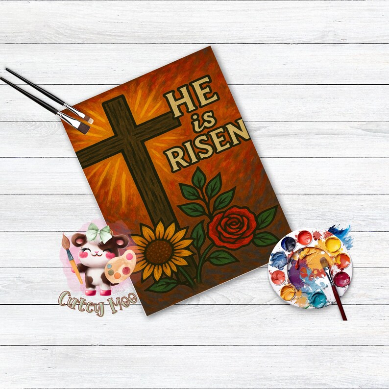 Easy Cross Paint Party Printable | Christian Religious Art Digital ...