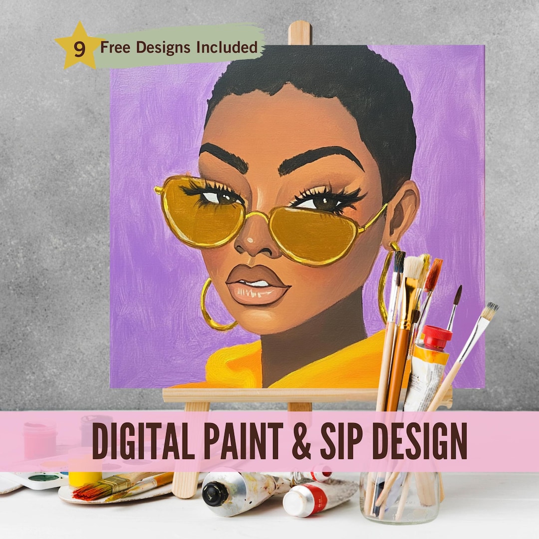 Sip and Paint Downloadable Stencil Art, DIY Acrylic Painting Party ...
