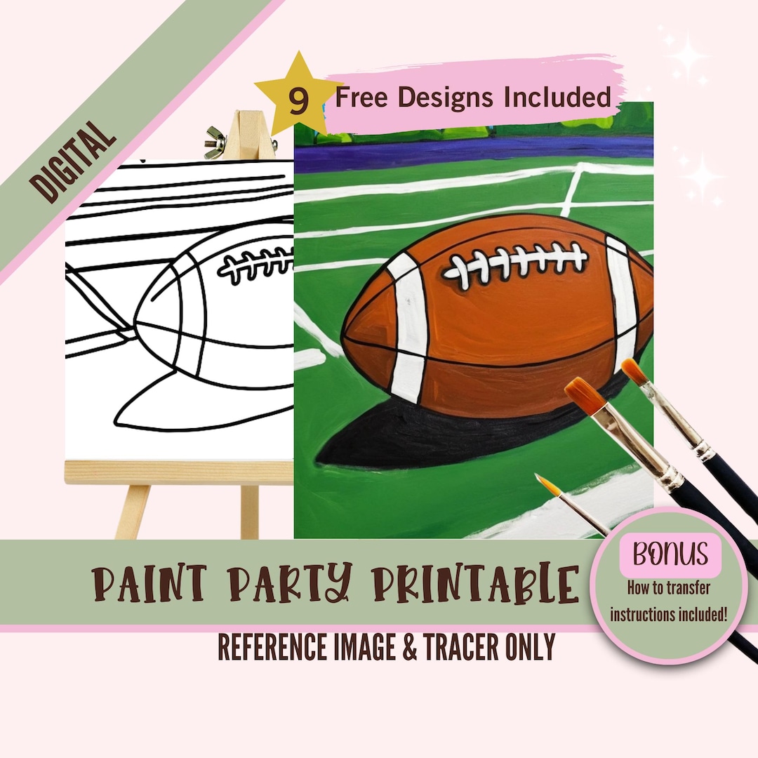 Football Season Sip and Paint Downloadable Stencil Art, DIY Acrylic ...