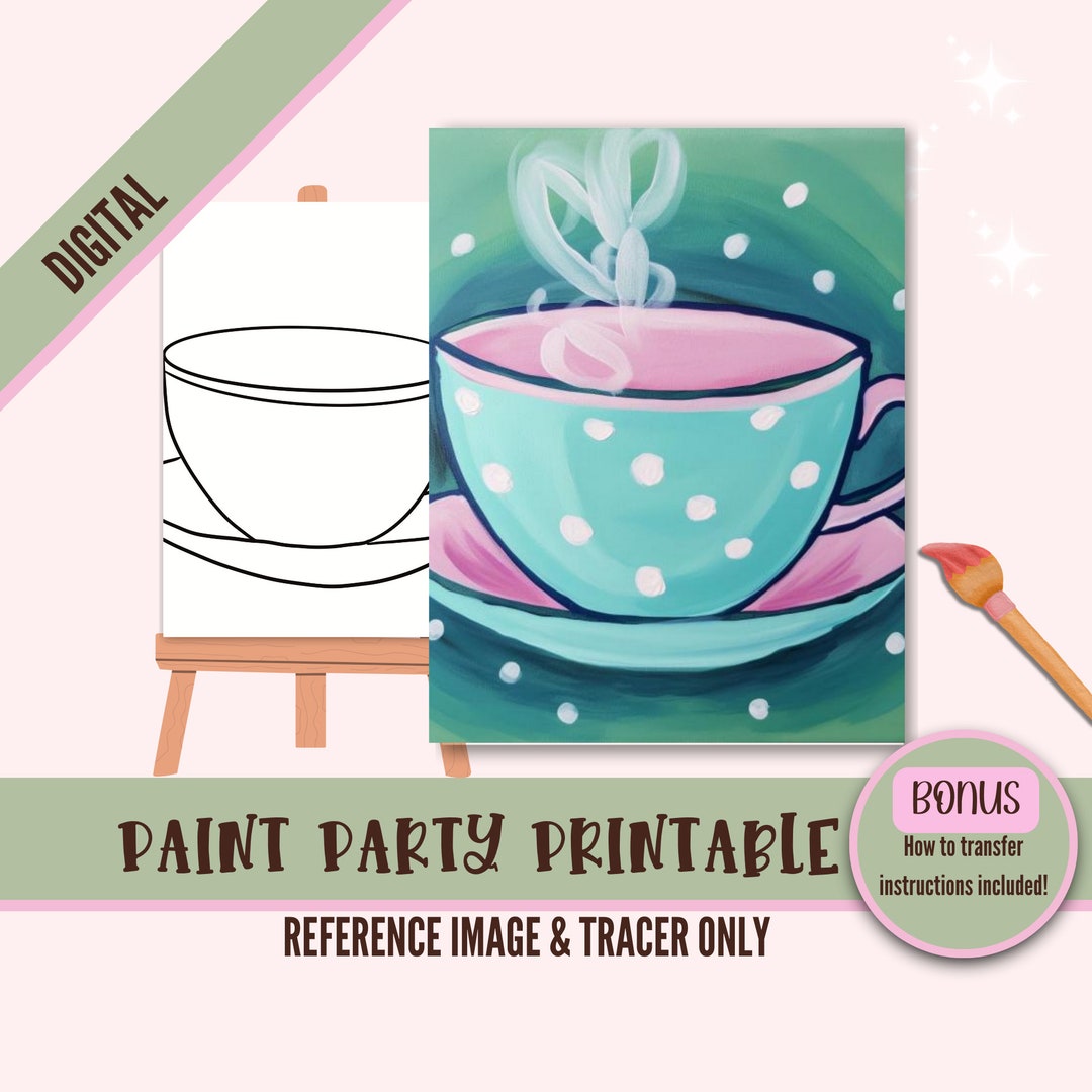 DIY Sip N Paint Canvas Print Instant Digital Download for Art Parties ...