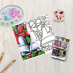 Christmas Bells Paint Party Printable Kit, Pre-drawn Canvas Tracer ...