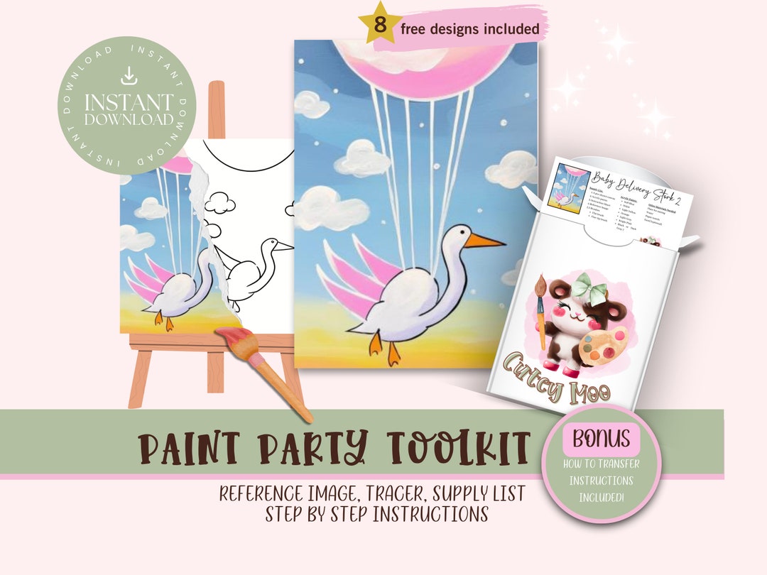 Pink Balloons Diy Paint Party Printable Toolkit for Parties, Birthday ...