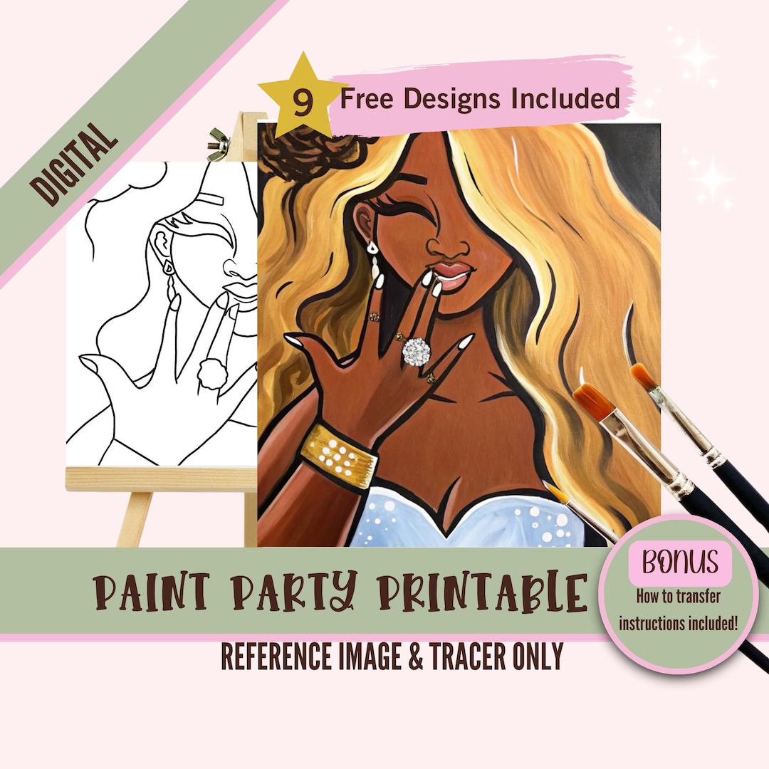 Afro Queen Paint Party Kit - Black Girl Magic - DIY Canvas Stencil ...