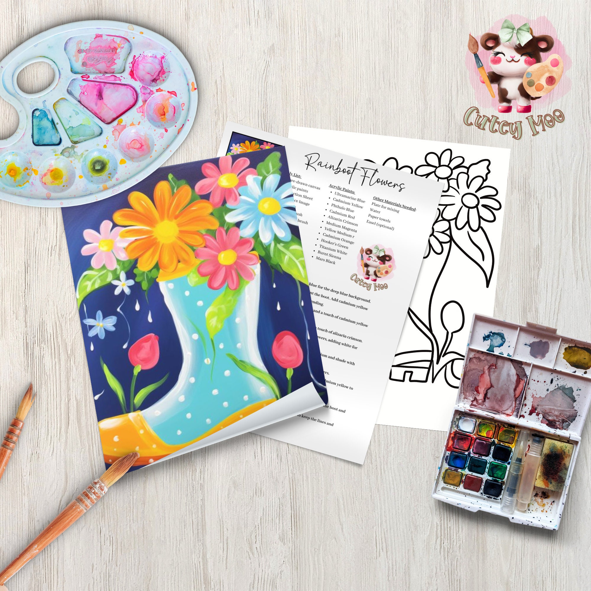 Paint and Sip Spring, Diy Paint Party Kit Instant Download, Step by ...