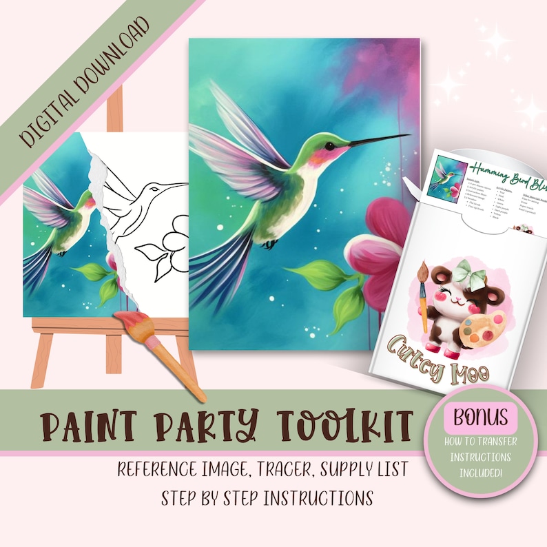 Paint and Sip Spring, Diy Paint Party Kit Instant Download, Step by ...
