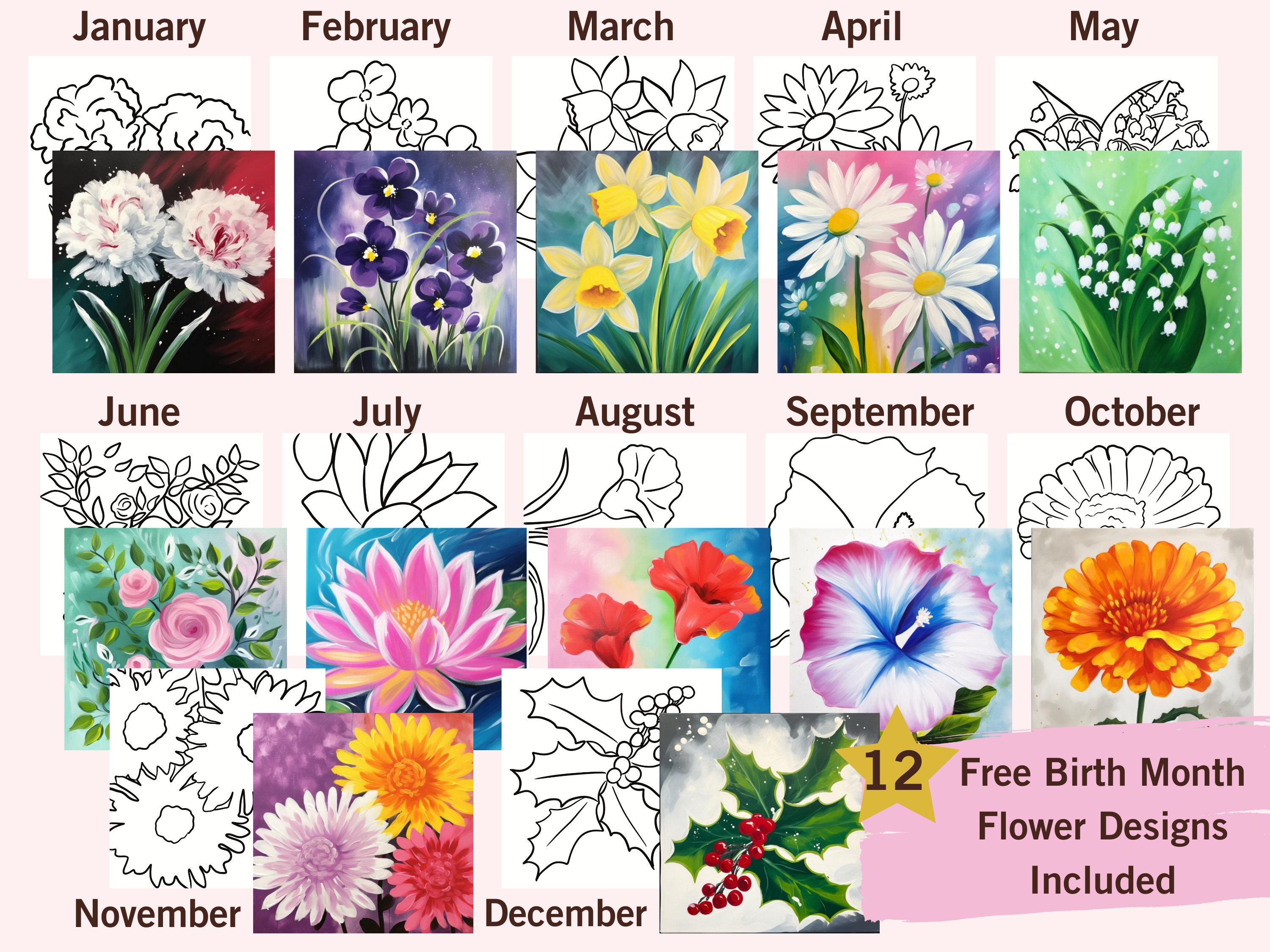 DIY Paint Party Printable for Adults and Kids |pre-drawn | Art Party ...