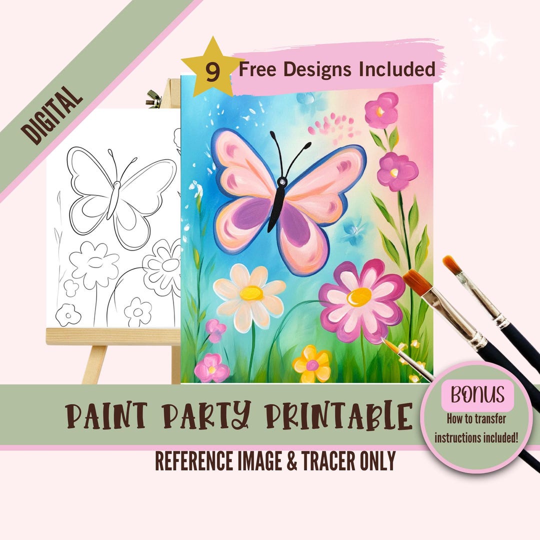 Butterfly Paint Party Printable - Painting Template, DIY Art, Spring ...