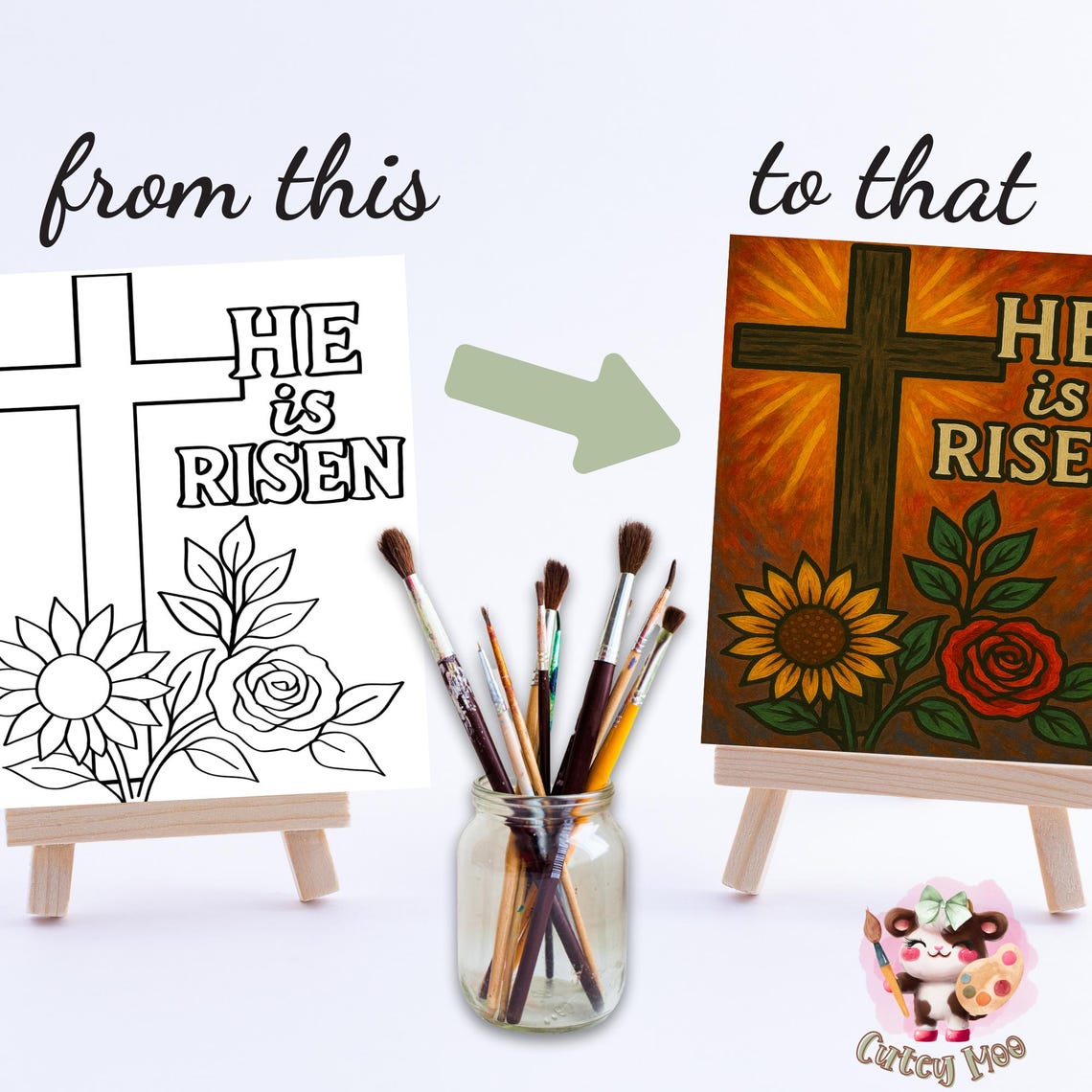 Easy Cross Paint Party Printable | Christian Religious Art Digital ...