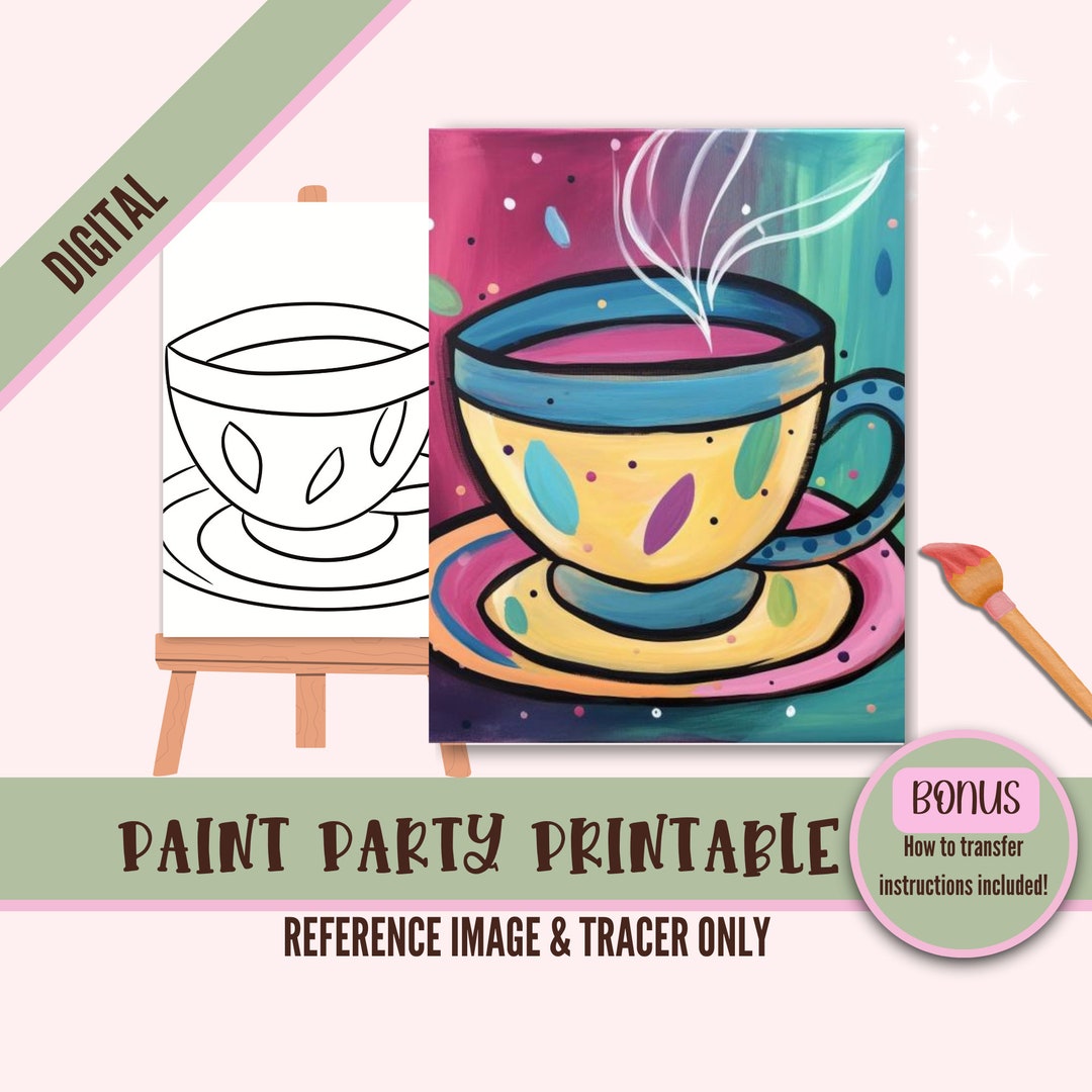 DIY Sip N Paint Canvas Print Instant Digital Download for Art Parties ...