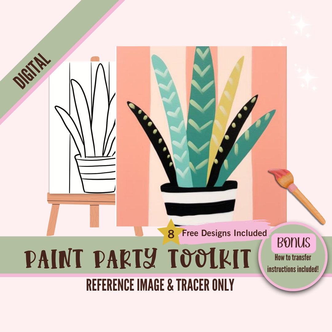 Adult Painting Kit - Snake Plant Paint Party Printable, Pre-drawn ...