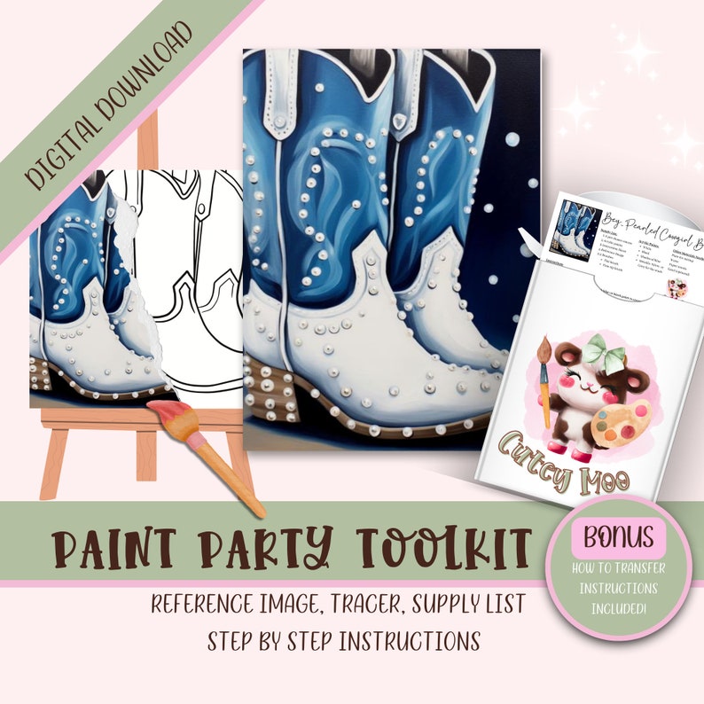 Adult DIY Paint Party Printable, Pre Drawn Outline Canvas, Ladies Night ...