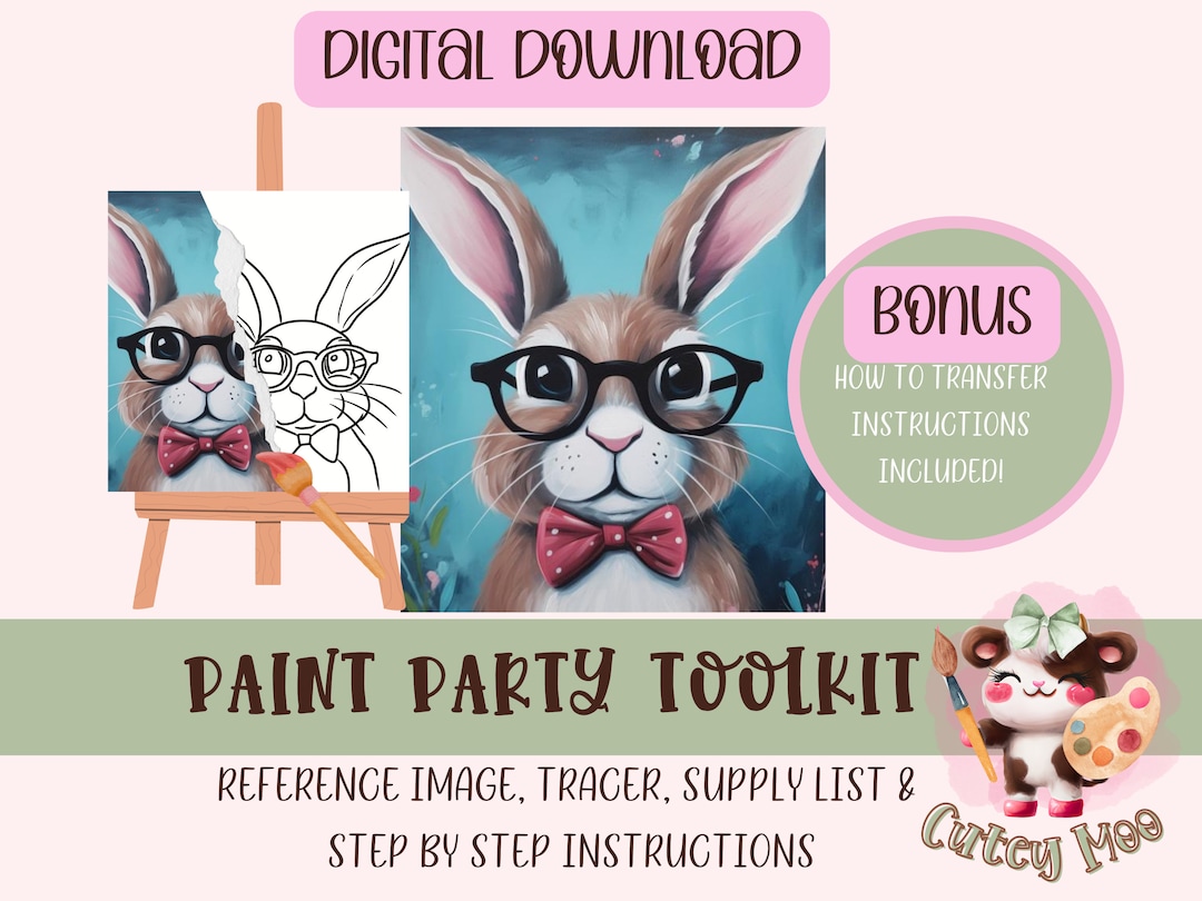 Spring Bunny DIY Paint Party | Adult Painting |pre-drawn | Art Party ...