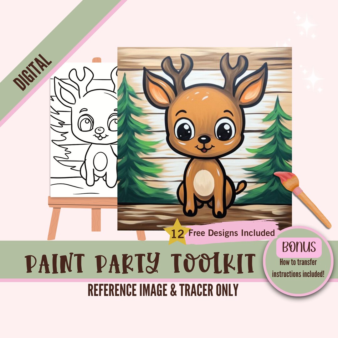 Deer Paint Party Printable - Digital Painting Kit for Adults - Woodland ...