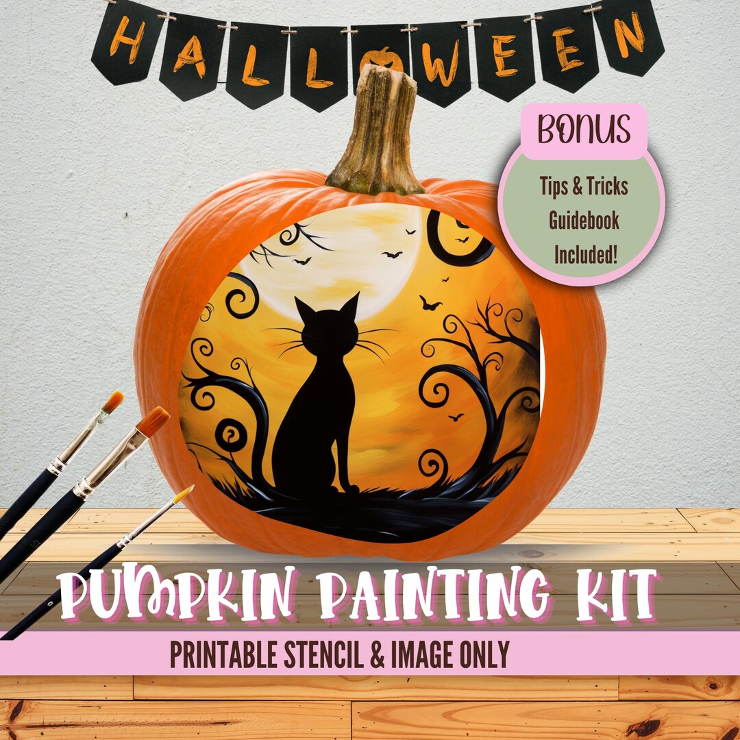 Kids Halloween Pumpkin Painting Template | Diy Printable Art Stencil ...