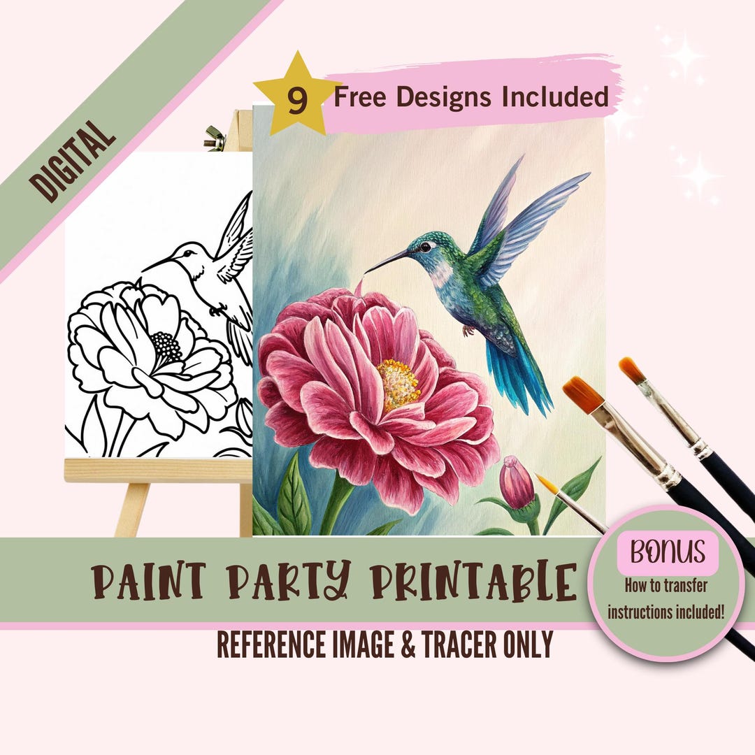 Hummingbird Paint Party Kit, DIY Canvas Painting, Sip and Paint ...