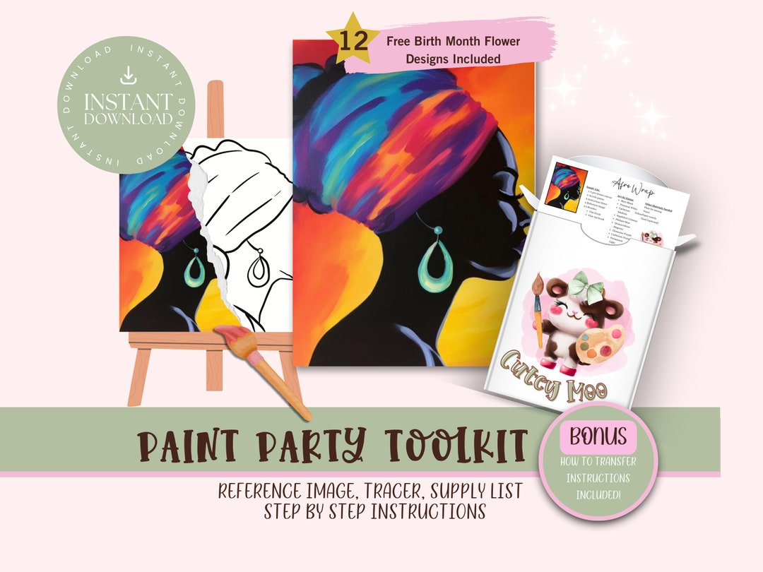 DIY Paint Party for Adults and Kids |pre-drawn | Art Party Paint Kit ...