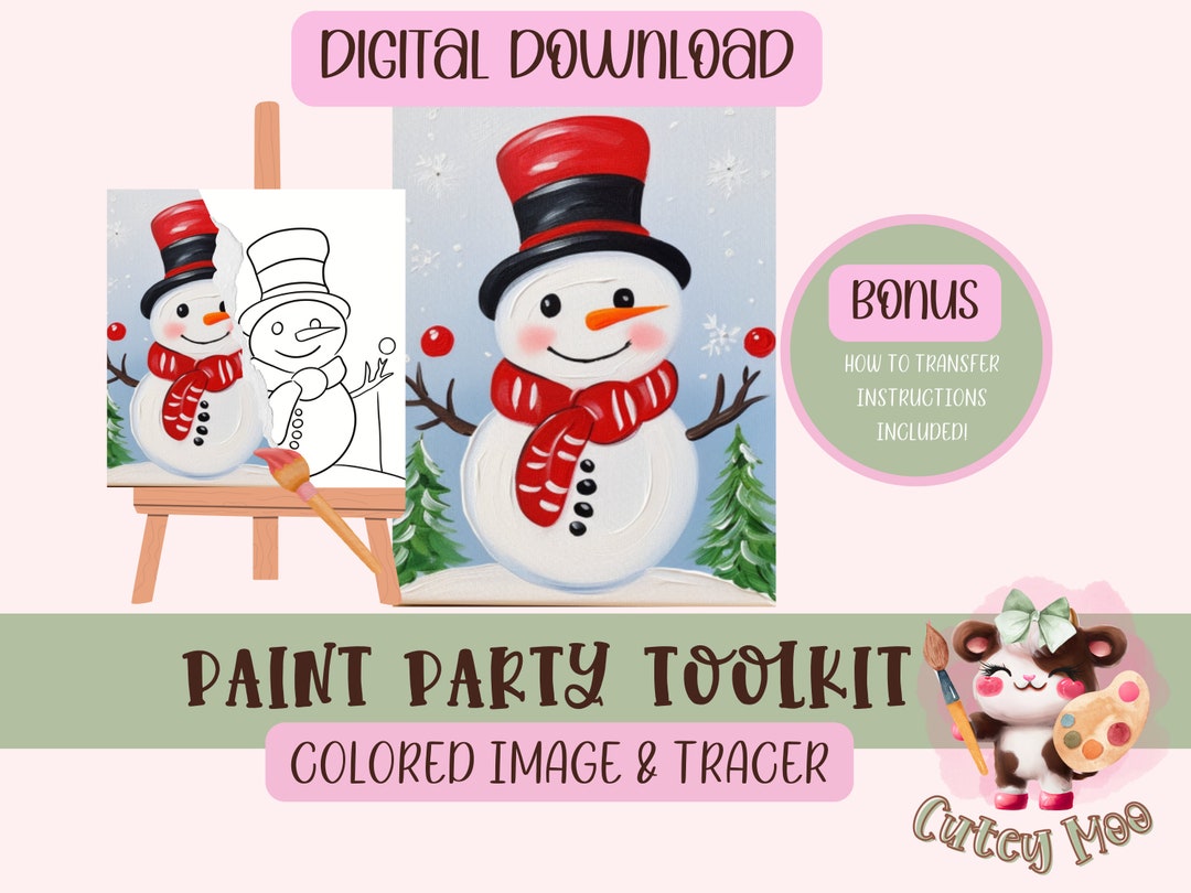 Christmas Diy Paint Party, Adult Painting, Snowman Paint Kit, Art Party ...