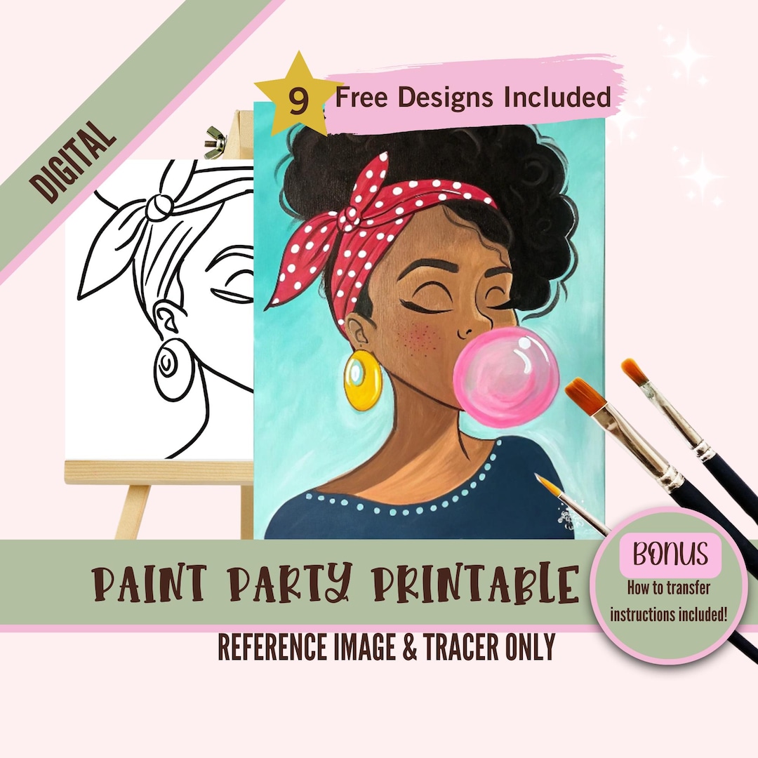 Sip and Paint Party Kit Canvas, Pre Drawn Template for DIY Art Parties ...