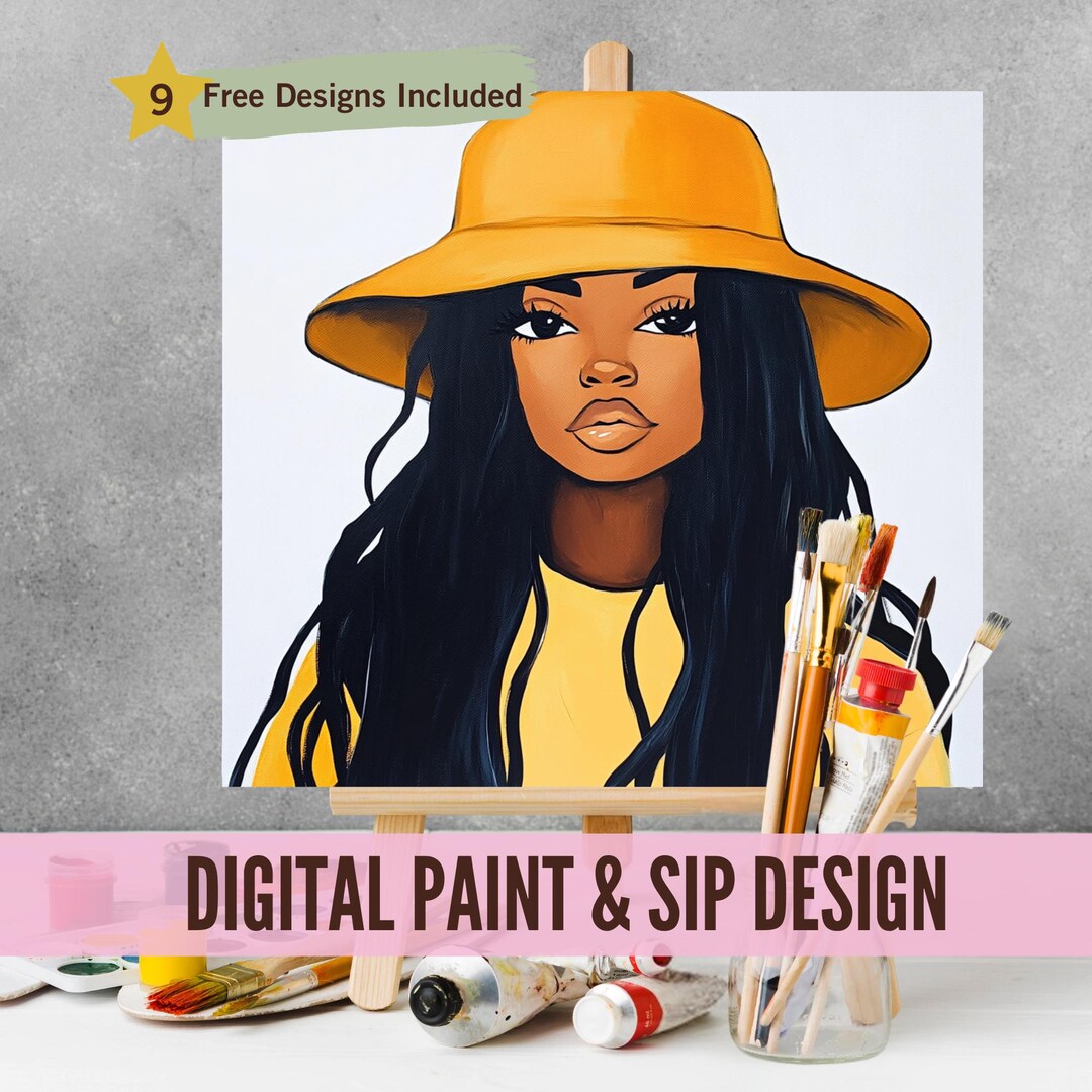 Sip and Paint Downloadable Stencil Art, DIY Acrylic Painting Party ...