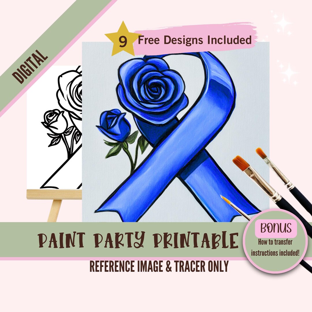 Blue Child Abuse Awareness Ribbon Sip and Paint Downloadable Stencil ...